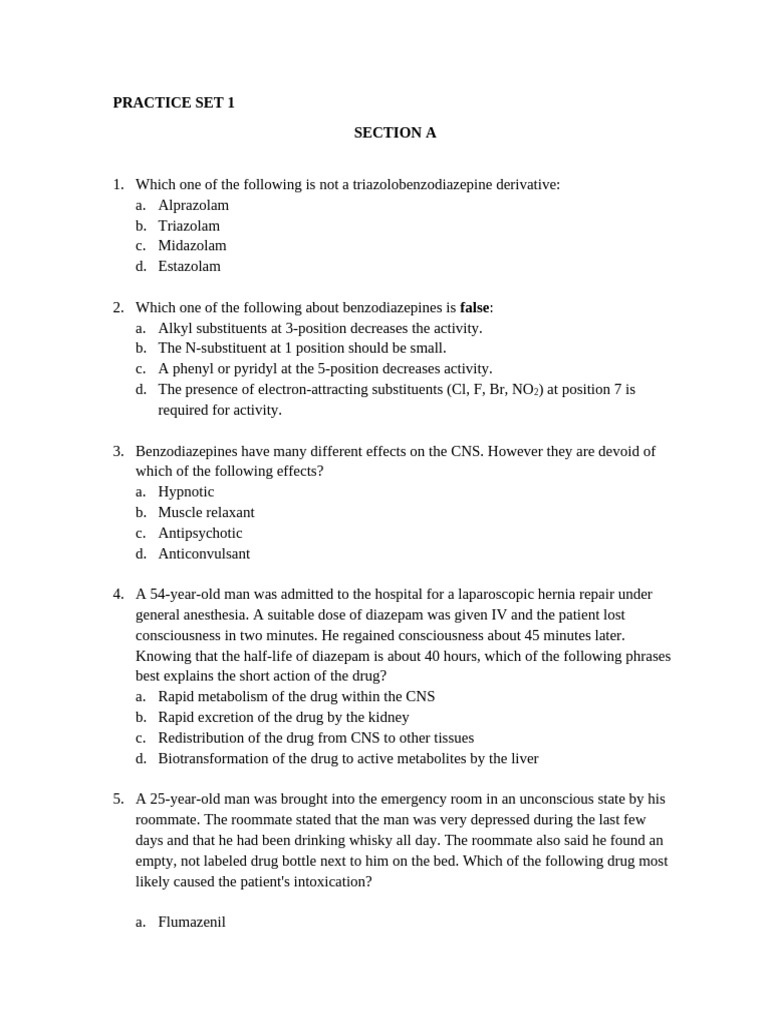 MedCHEM Practice 1 | PDF | Benzodiazepine | Drugs