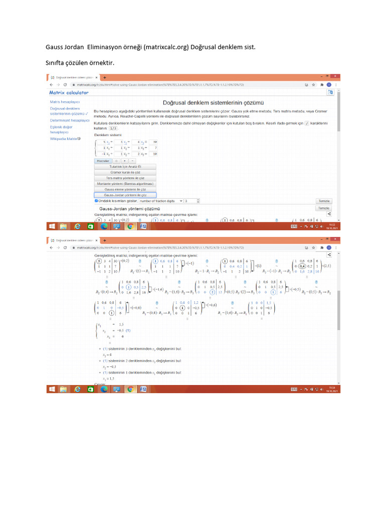 Lineer - Cebir - Örnek - Sist 22 Ekim | PDF