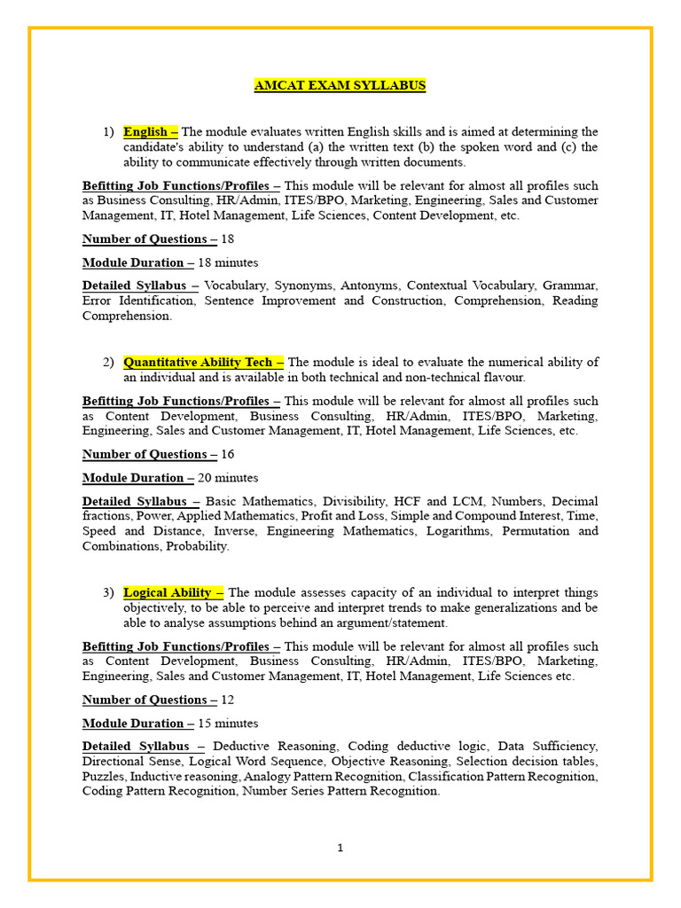 Amcat Exam Syllabus Pdf Marketing Financial Analyst