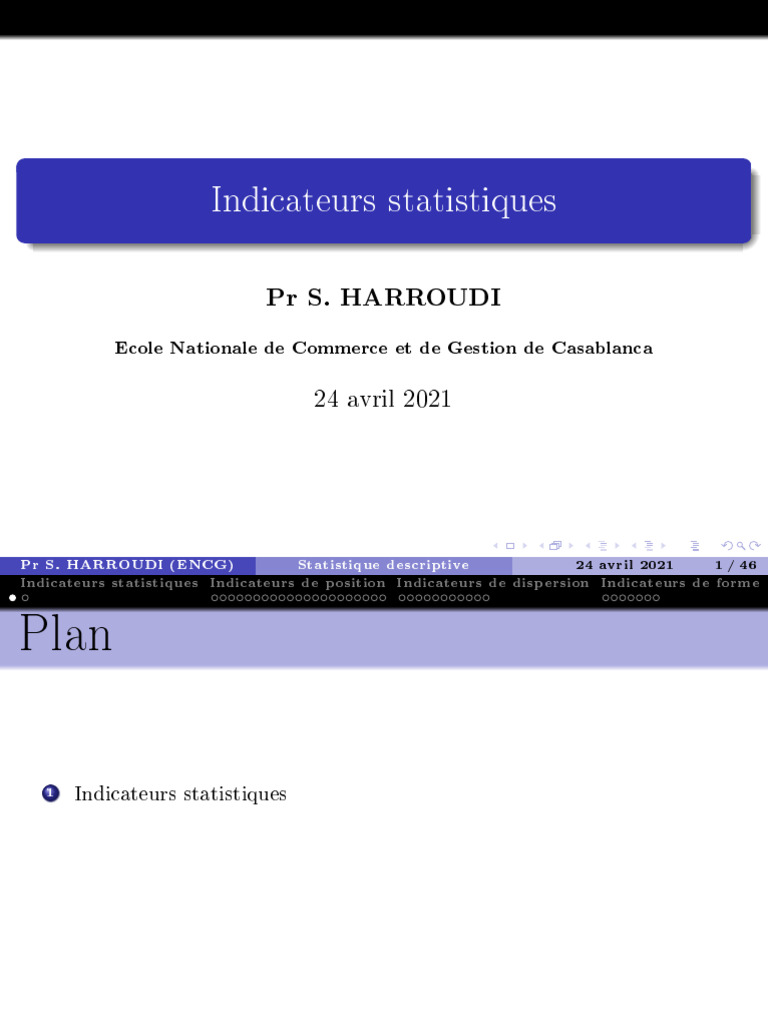Indicateurs Statistiques et Méthodes | PDF | Moyenne | Médiane ...