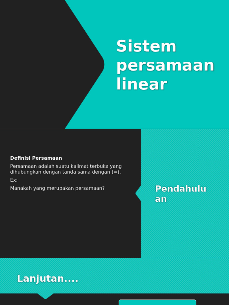 Sistem Persamaan Linear Dan Aplikasinya | PDF