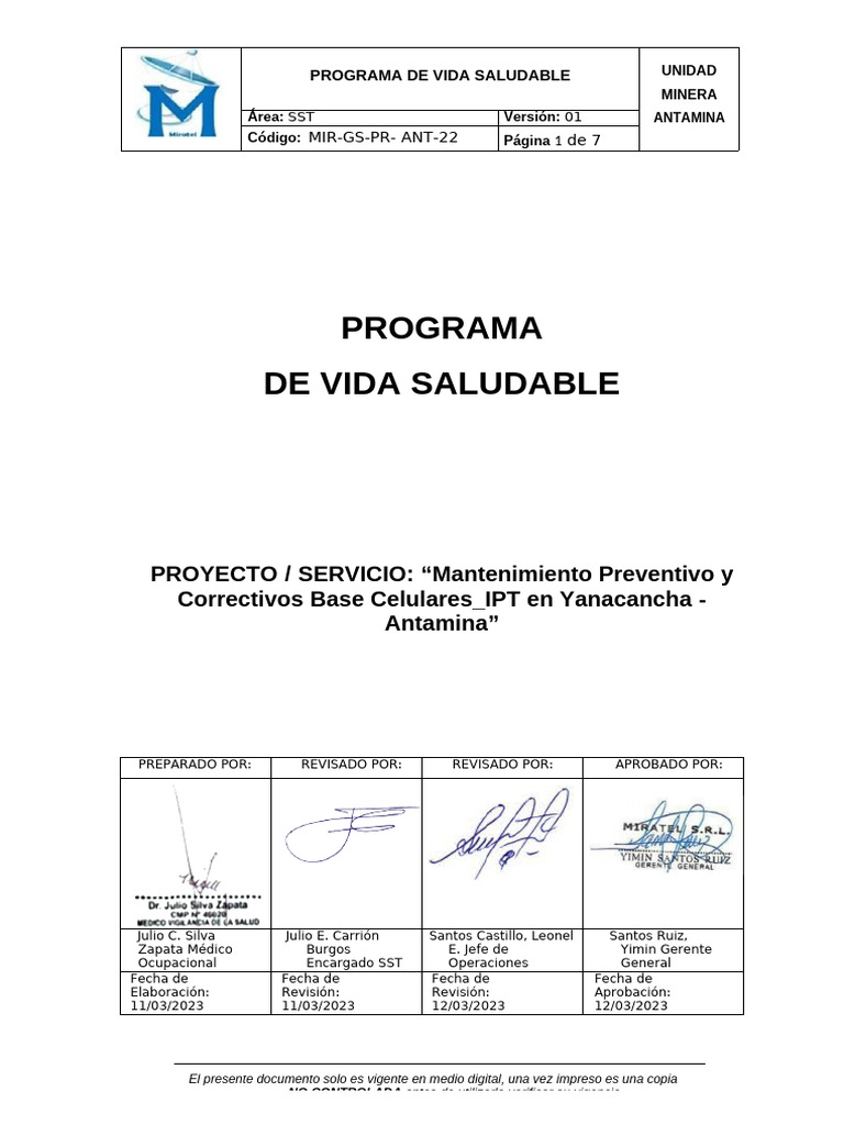13.4. MIR-GS-PR - ANT-22 Programa de Vida Saludable | PDF | Especialidades Medicas | Ciencias de ...