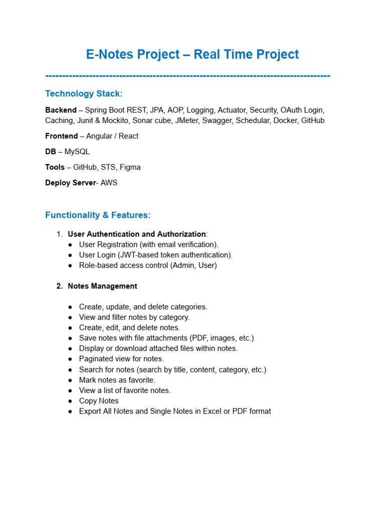 Enotes Project Documentation | PDF