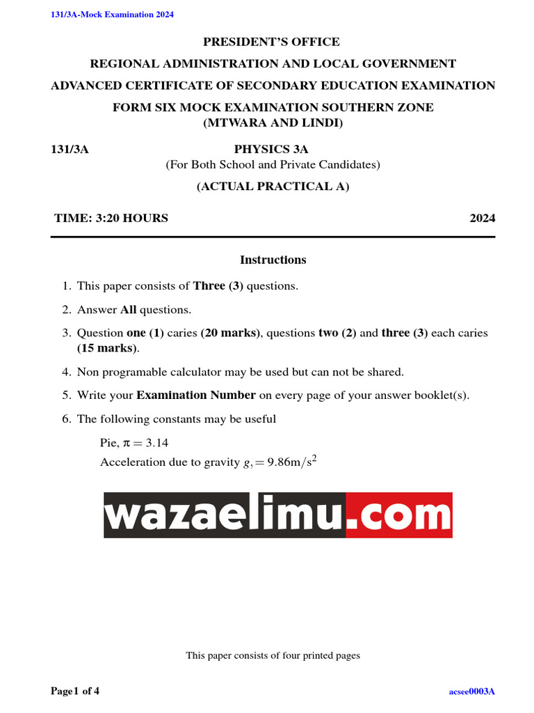 Mock Phy 3A | PDF | Pendulum | Resistor