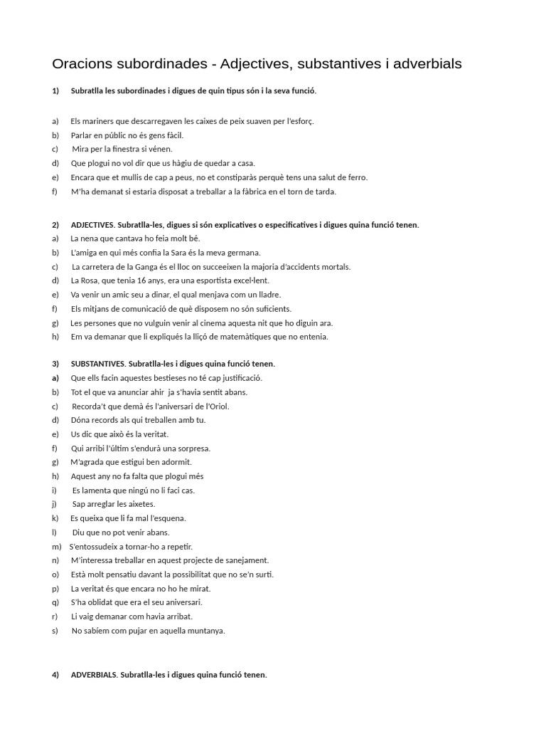 Exercici Subordinades | PDF