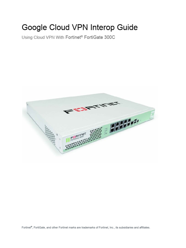 CloudVPNGuide UsingCloudVPNwithFortinetFortiGate300C | PDF | Virtual Private Network | Router ...