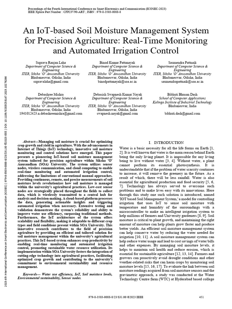 An IOT-Based Soil Moisture Management System For Precision Agriculture ...