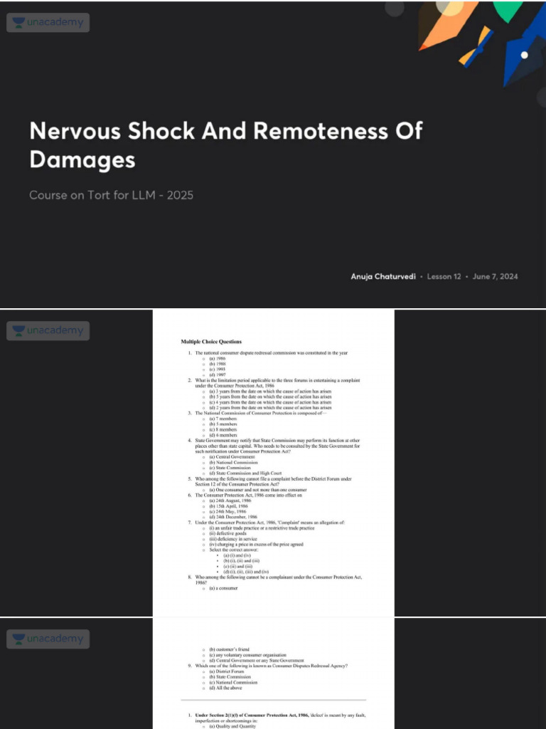Nervous Shock and Remoteness of Damages No Anno | PDF