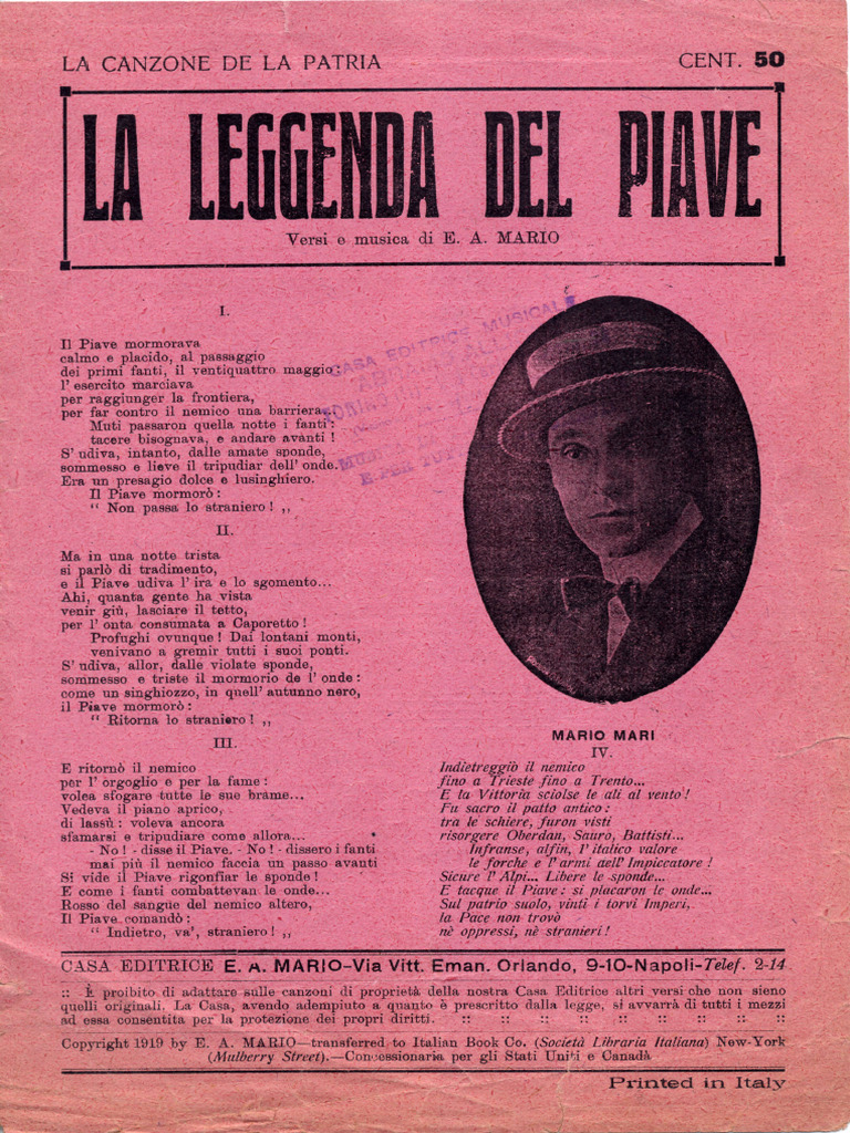 La Leggenda Del Piave 1922 | PDF