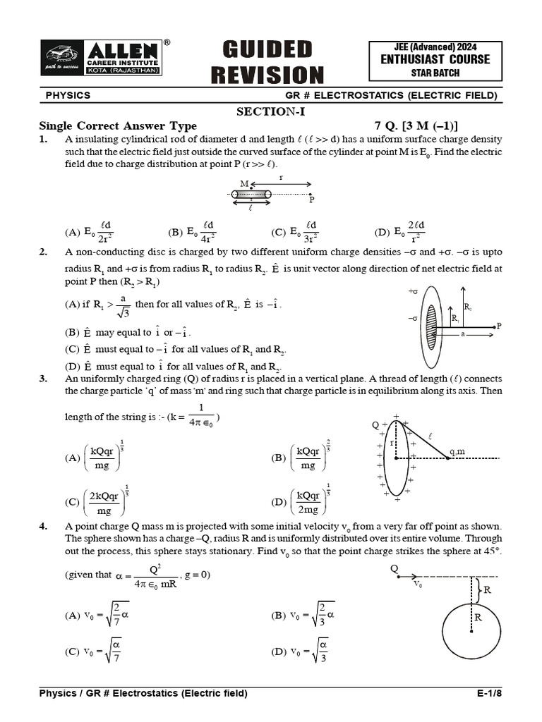11 - GR (Electrostatics (Electric Field) ) - Eng | PDF | Electric Field ...