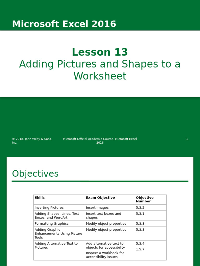 ExcelCore2016lesson13 2E | PDF | Microsoft Excel | Computing
