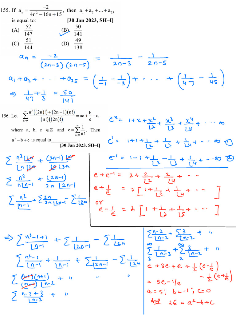 JEE MAIN Online PYQ Sequence & Series | PDF JEE MAIN Online PYQ Sequence & Series | PDF