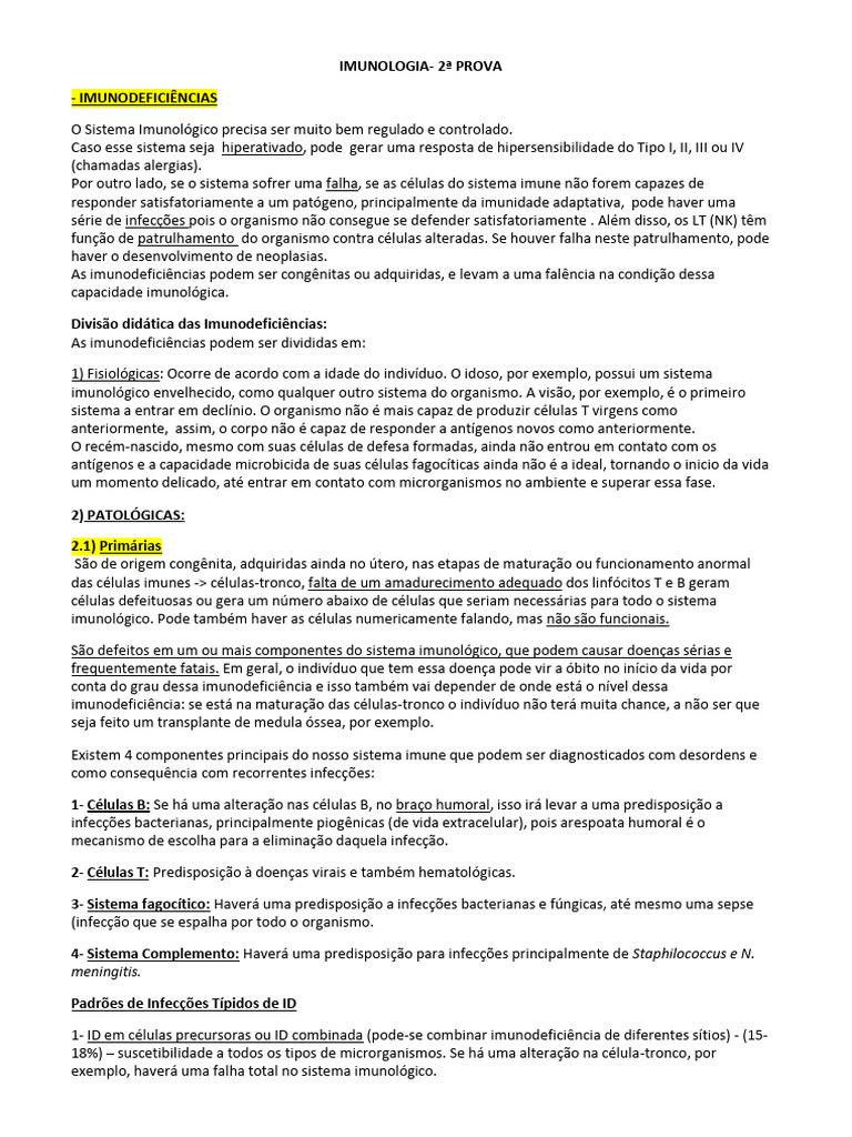 Imuno - 2a Prova | PDF | Sistema imunológico | Anticorpo