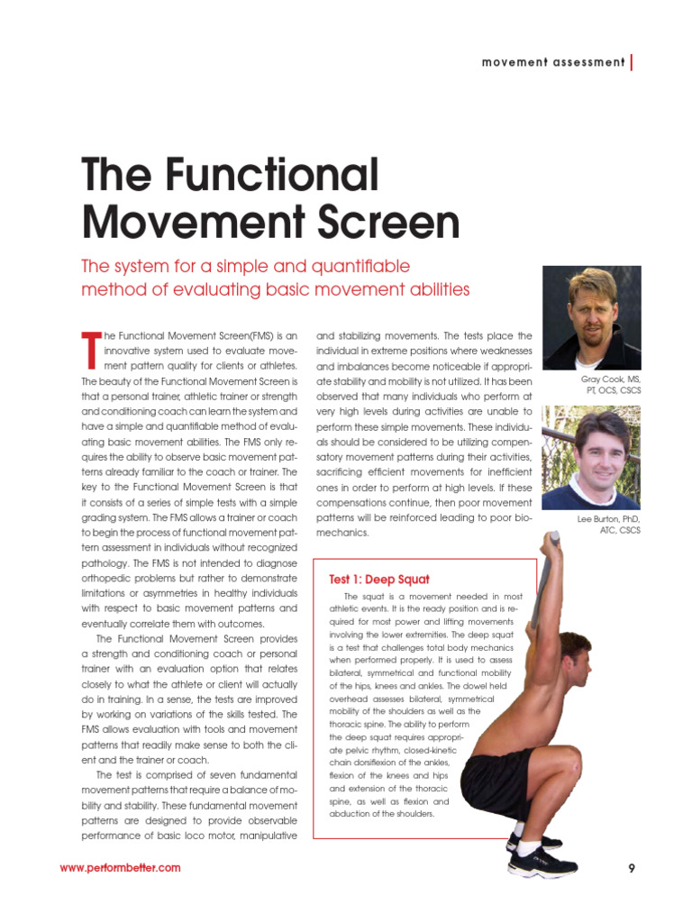 The Functional Movement Screen | PDF | Anatomical Terms Of Motion | Shoulder