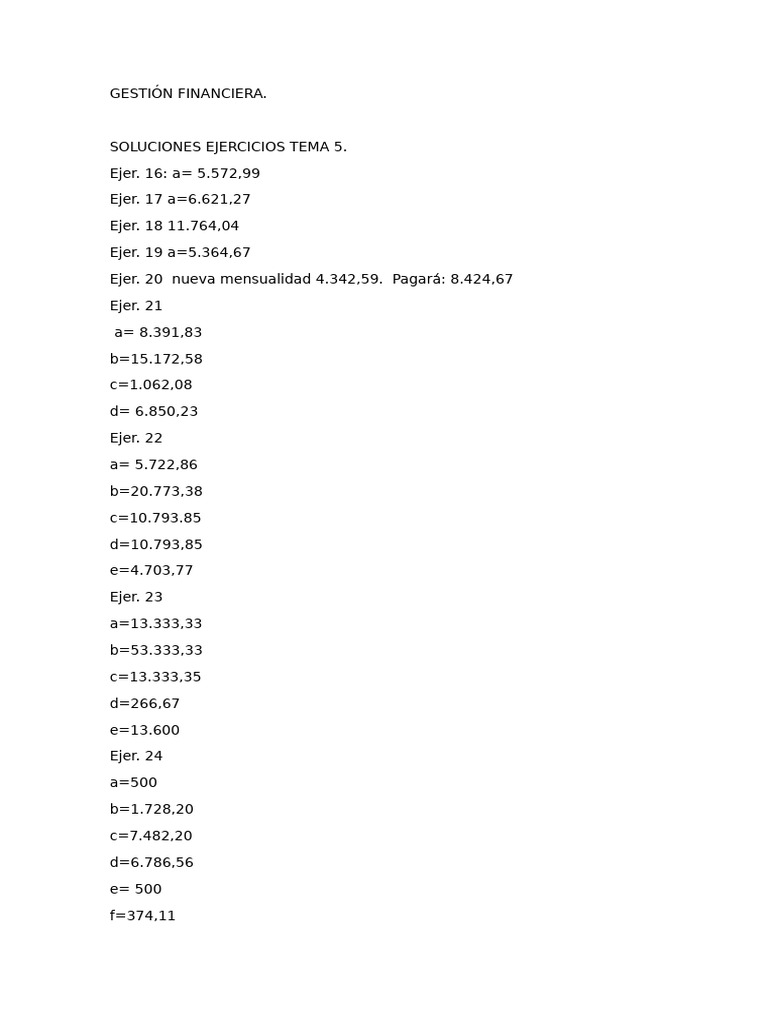 Soluciones Ejercicios. | PDF