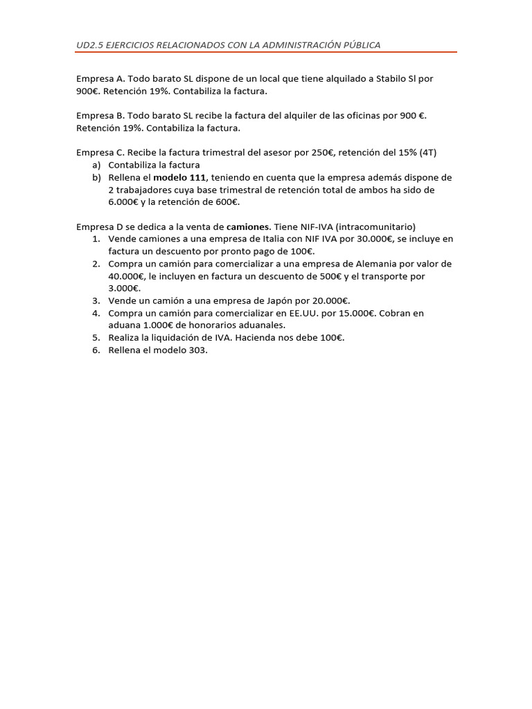 Ejerc Administracion Enunc | PDF