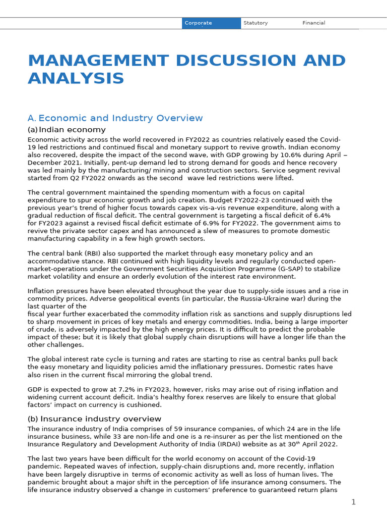 Management Discussion and Analysis (Overall) | PDF | Fiscal Policy ...
