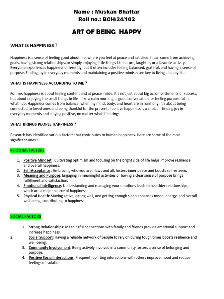The Art of Being Happy | PDF | Happiness | Well Being