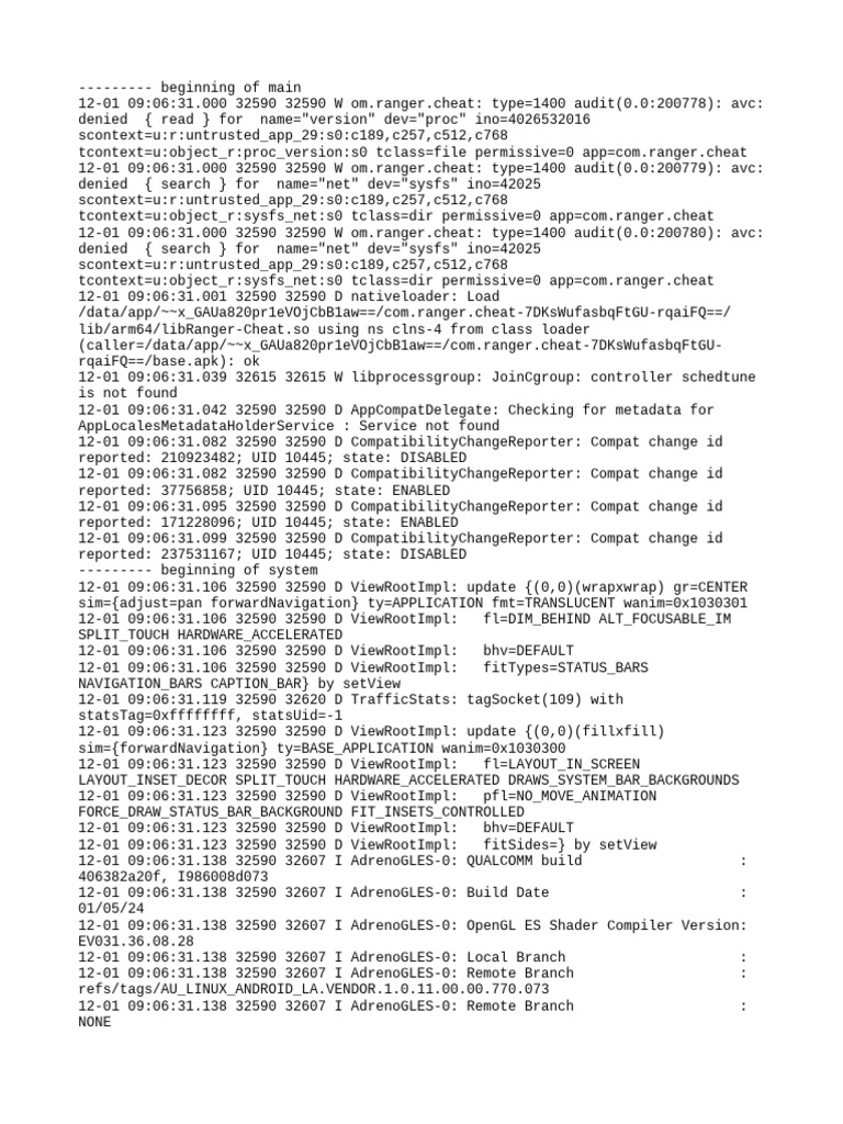 Com - Ranger.cheat Logcat | PDF | Java (Programming Language) | Software Development