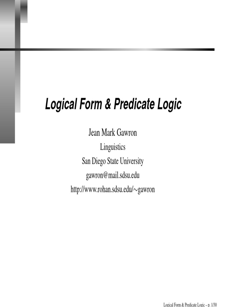 Pred Logic Slides | PDF | Predicate (Grammar) | Logic