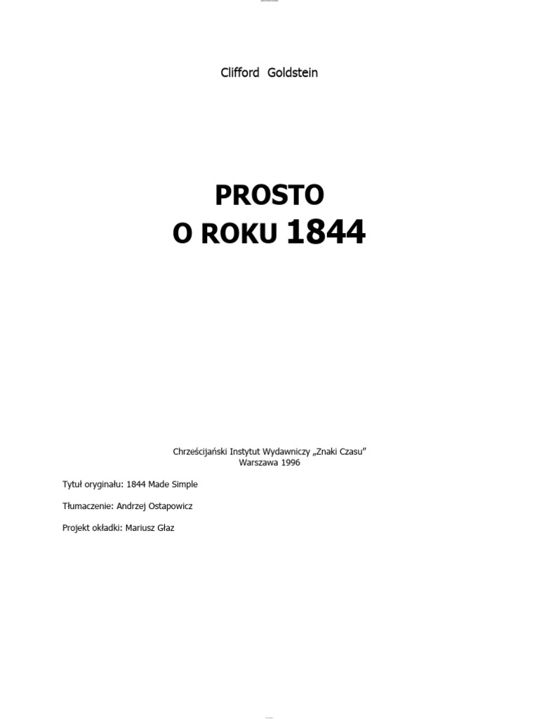 Clifford Goldstein - Prosto o Roku 1844 | PDF