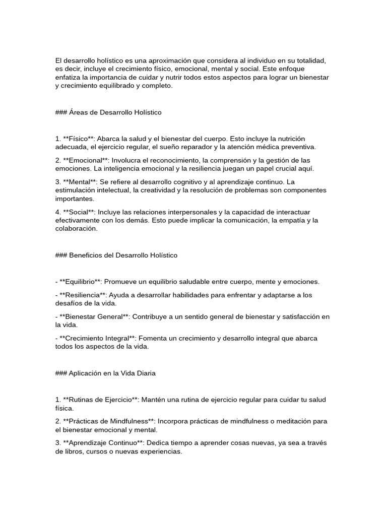 Guía de Desarrollo Holístico Integral | PDF