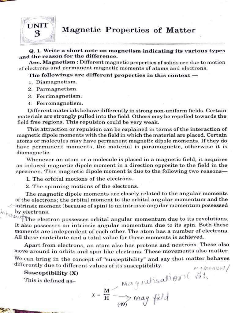 Magnetic Properties of Matter | PDF | Magnetism | Ferromagnetism