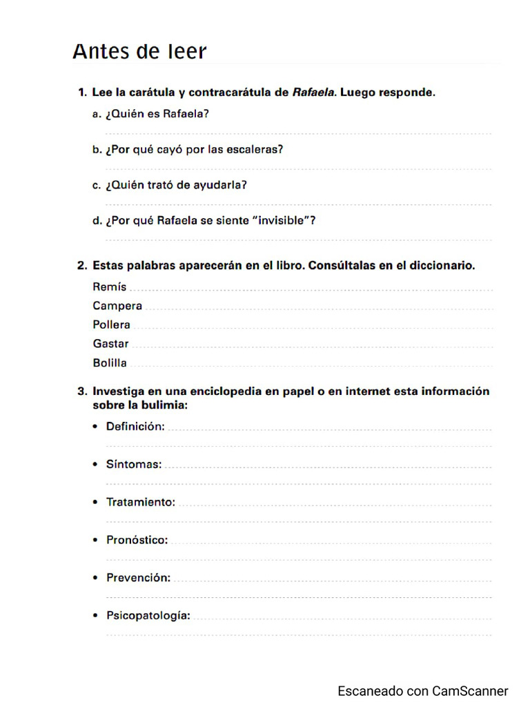 Guía de Lectura Rafaela | PDF