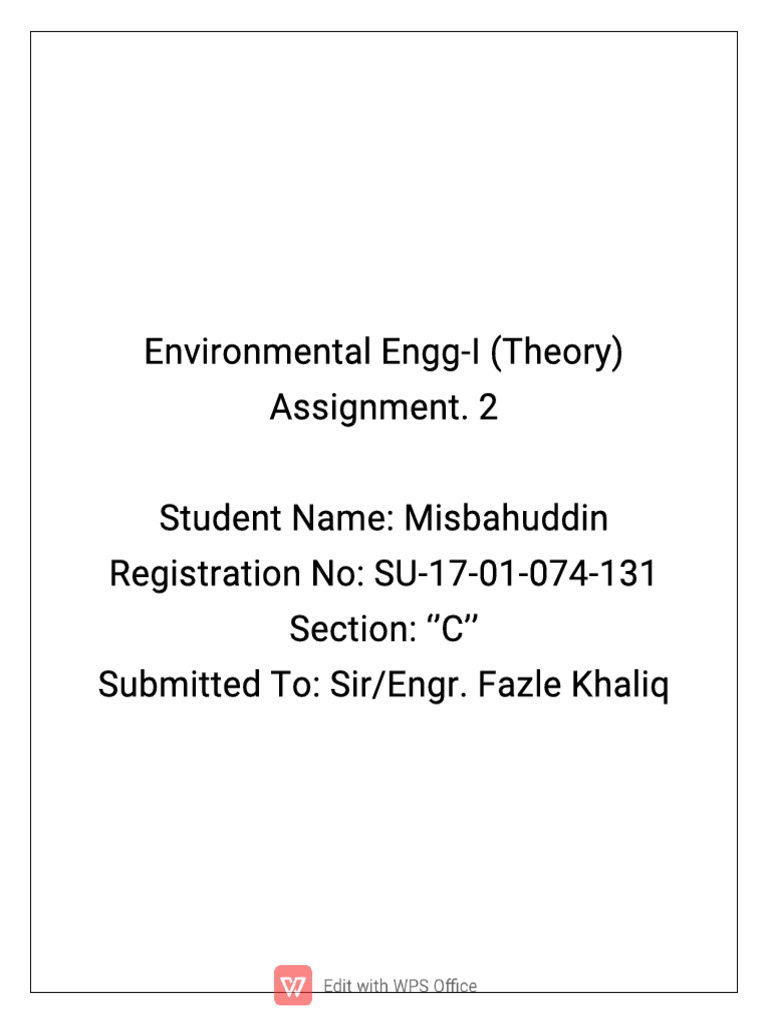 Environmental Engineering Assignment | PDF