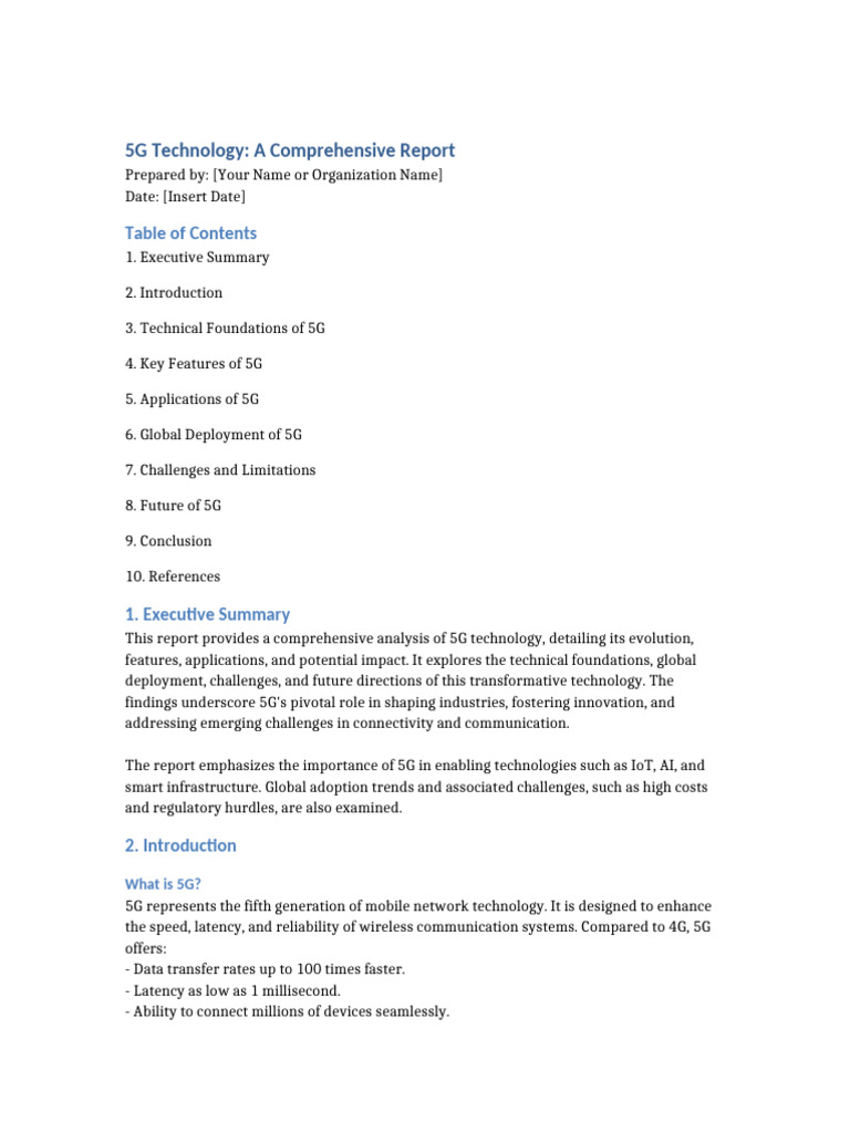 Expanded 5G Technology Report | PDF | Telecommunications | Mobile Technology