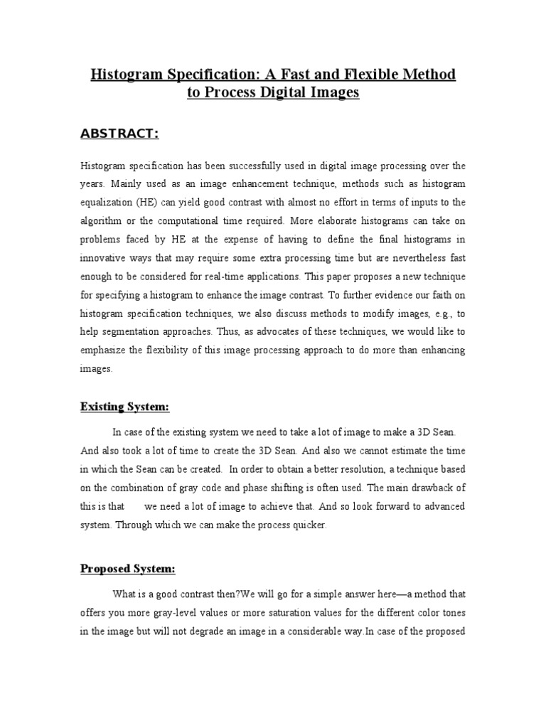 Fast Histogram Specification for Images | PDF | Image Segmentation ...