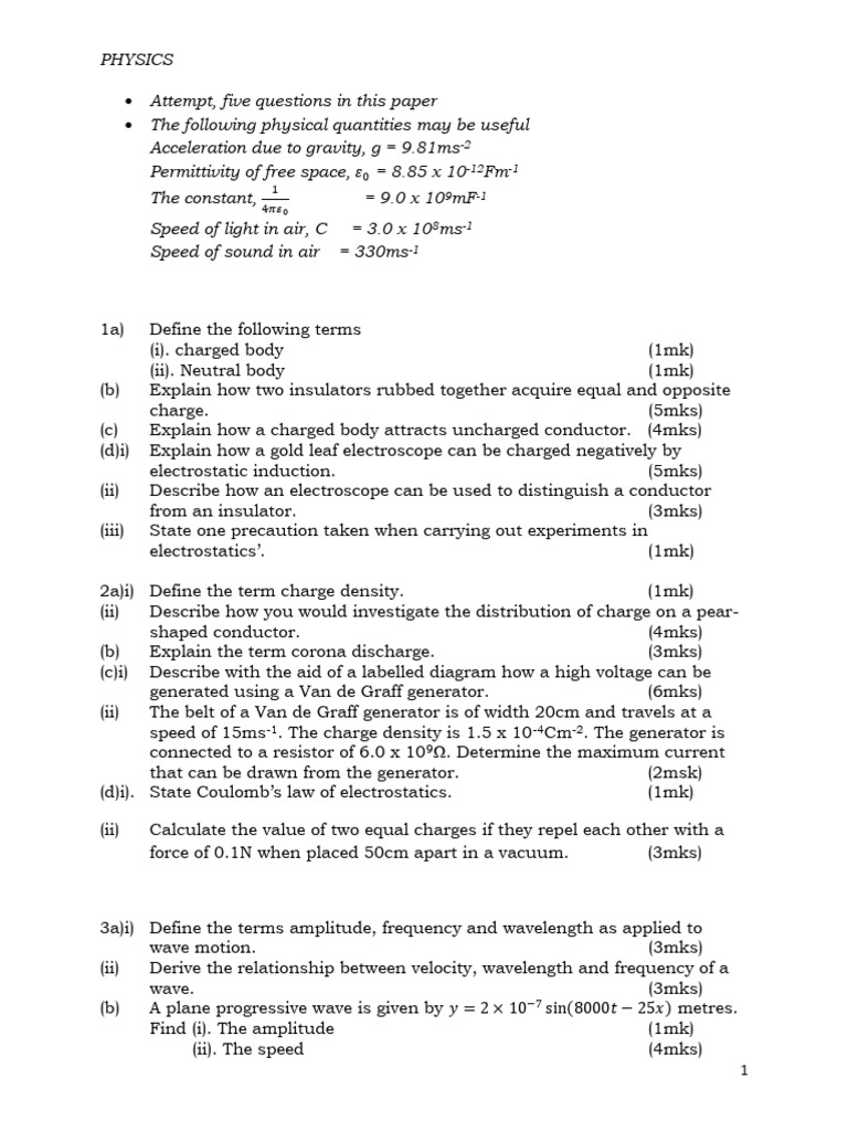 Physics S5 Exam Questions and Answers | PDF | Magnetic Field | Waves