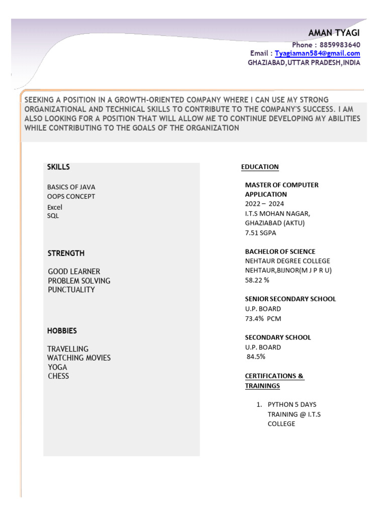 Aman Mca-Resume (1) (1) 2 | PDF