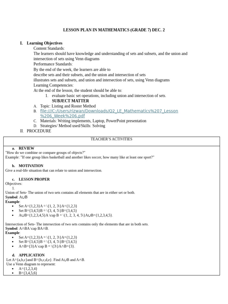 Q2 Week2 Day1 Dec.2 | PDF | Learning | Lesson Plan