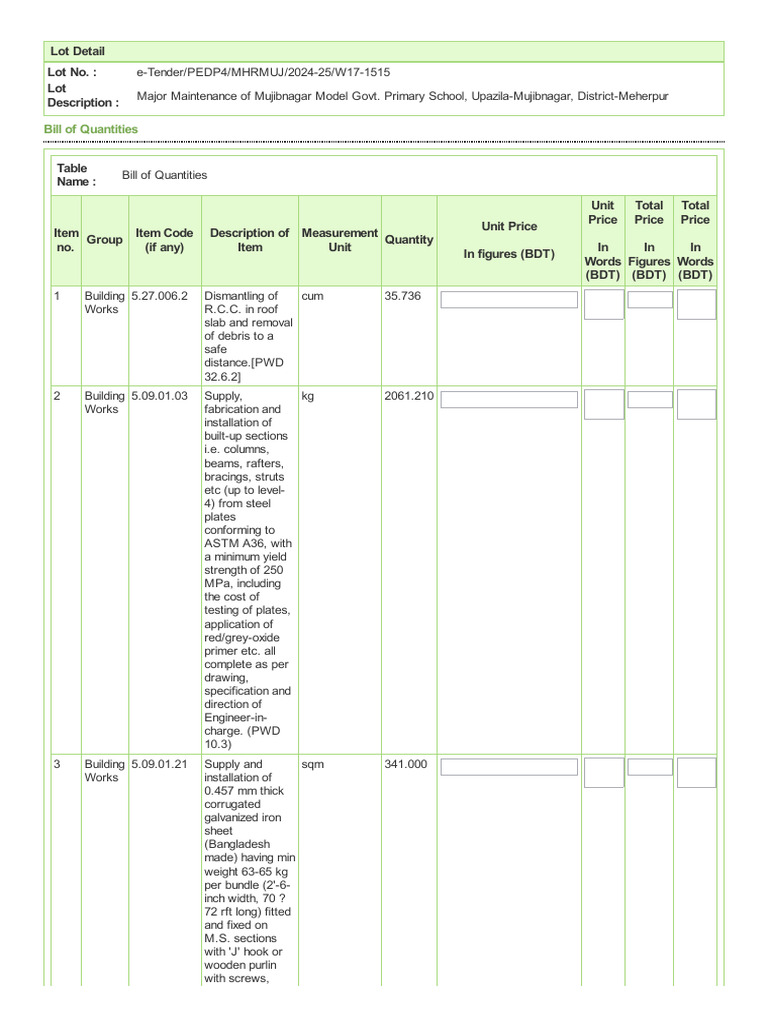 Section6 - Bill of Quantities | PDF | Brick | Building Engineering
