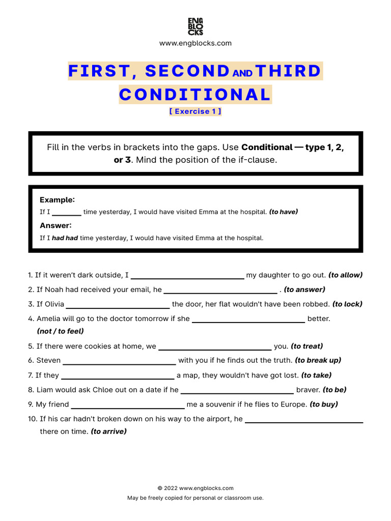 Conditional Sentences Type 1 3 Exercise With One Gap | PDF