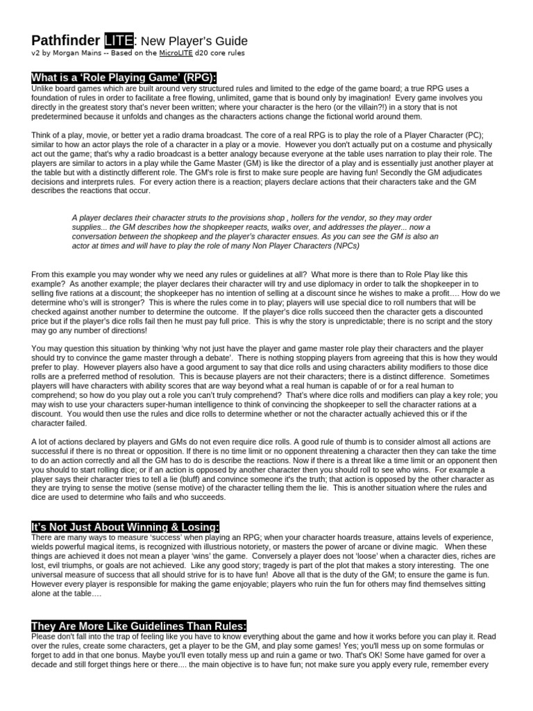 RPG Basics for New Players | PDF | Role Playing Games | Role Playing Video Games