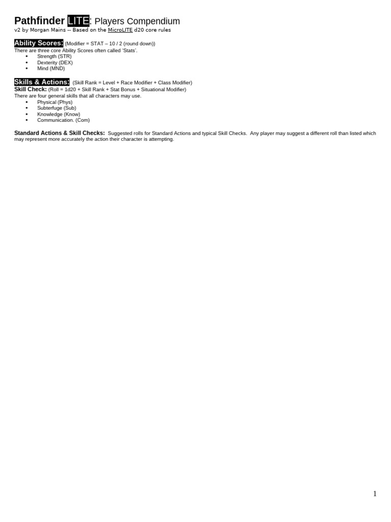 PathfinderLITE CORE - Players Compendium | PDF | Dwarf (Dungeons & Dragons) | Dungeons & Dragons