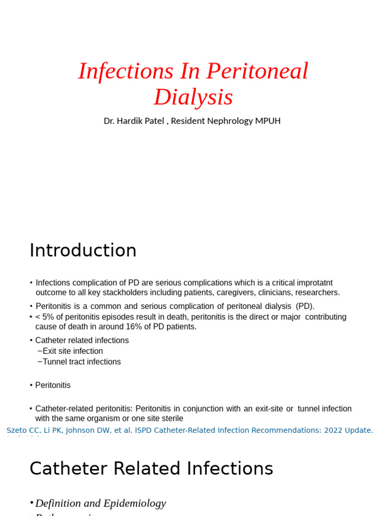 Infectious Complications of Peritoneal Dialysis | PDF | Hemodialysis ...