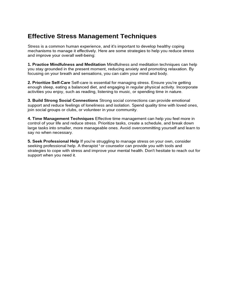 Effective Stress Management Techniques | PDF