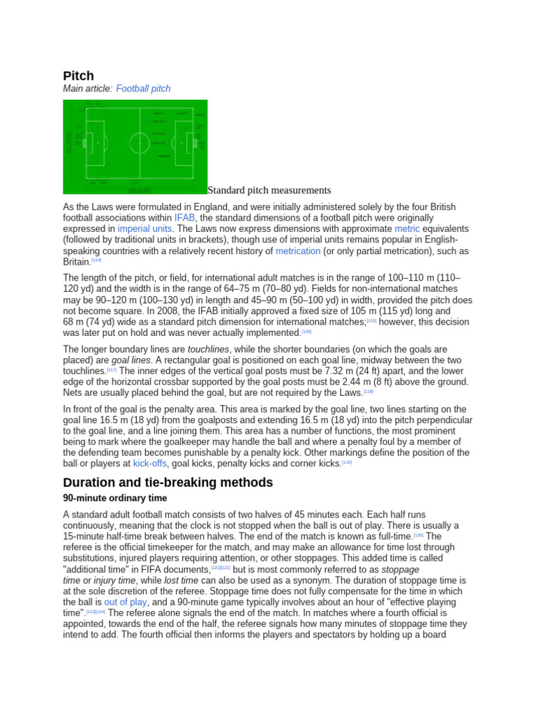 Football Pitch Dimensions and Rules | PDF | Association Football | Sports