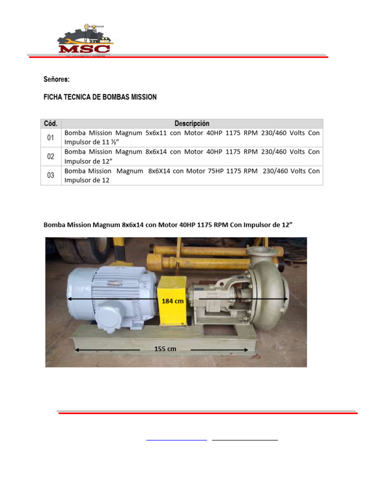 Bomba Centrifuga 6x8 Ficha Tecnica | PDF