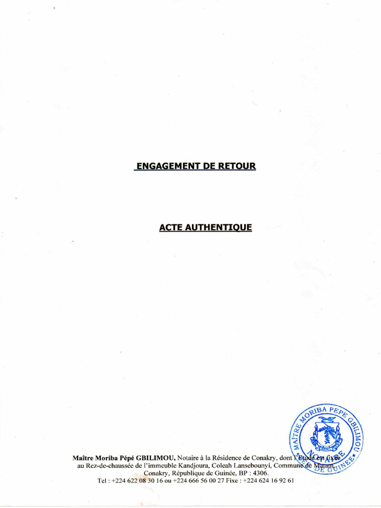 Engagement de Retour | PDF