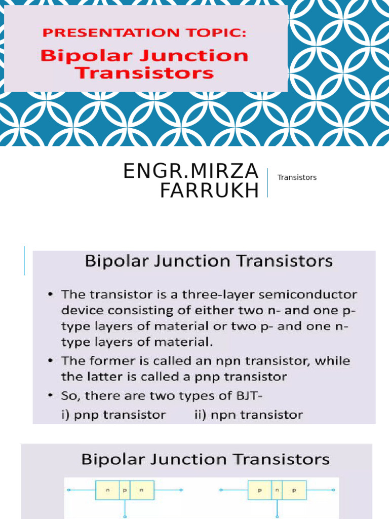 Engr - Mirza Farrukh: Transistors | PDF