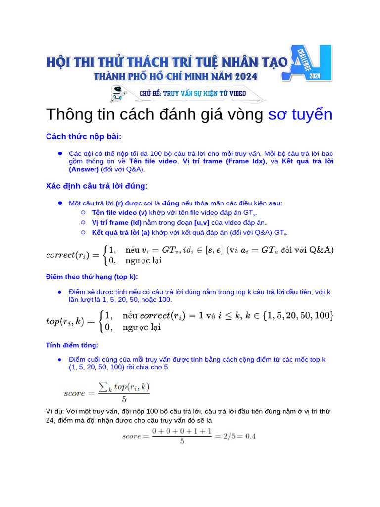 THÔNG TIN CHUNG - VÒNG SƠ TUYỂN AIC2024 | PDF