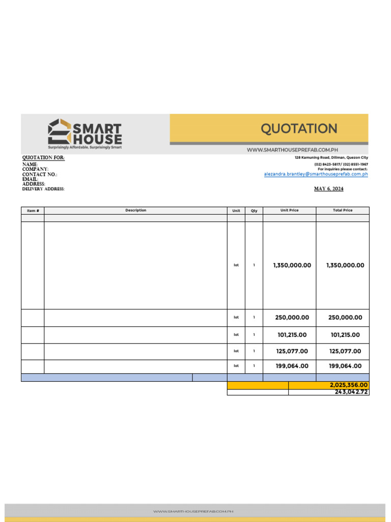 Modular Villa Quotation & Specs | PDF | Door | Wall
