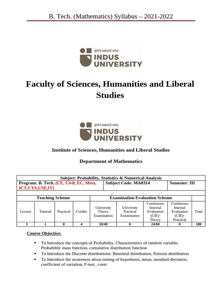 B. Tech Mathematics Syllabus 2021-22 | PDF | Finite Difference ...