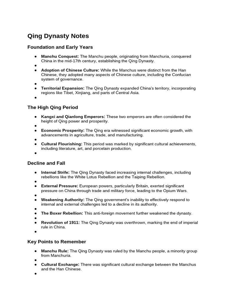 Qing Dynasty Notes | PDF
