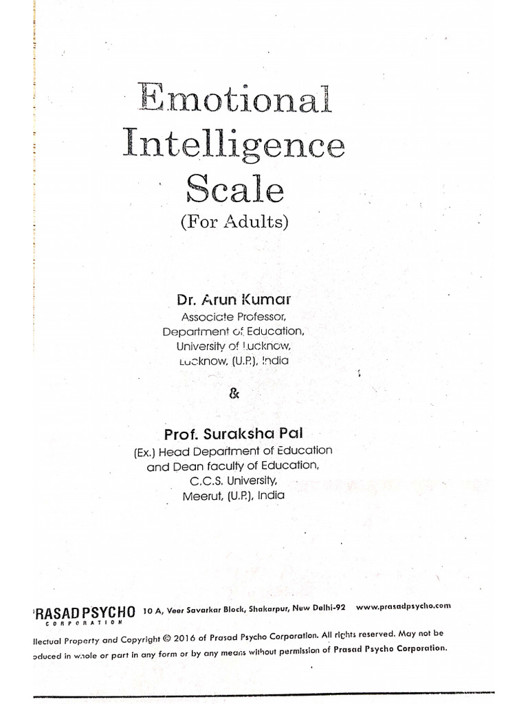 Manual Emotional Intel Scale (EIS) | PDF