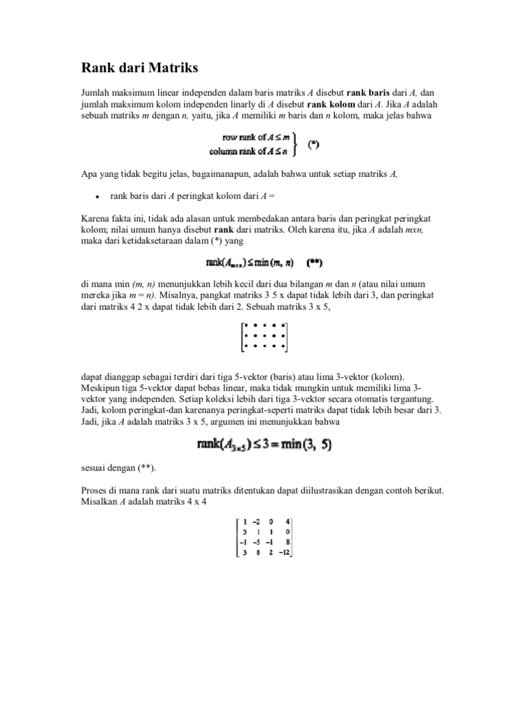 Cara Menentukan Rank Matriks | PDF | Metode & Bahan Ajar